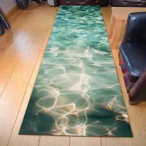 Clear Water Runner. Colorful Hallway Carpet. Machine Washable Mat. Pool ...