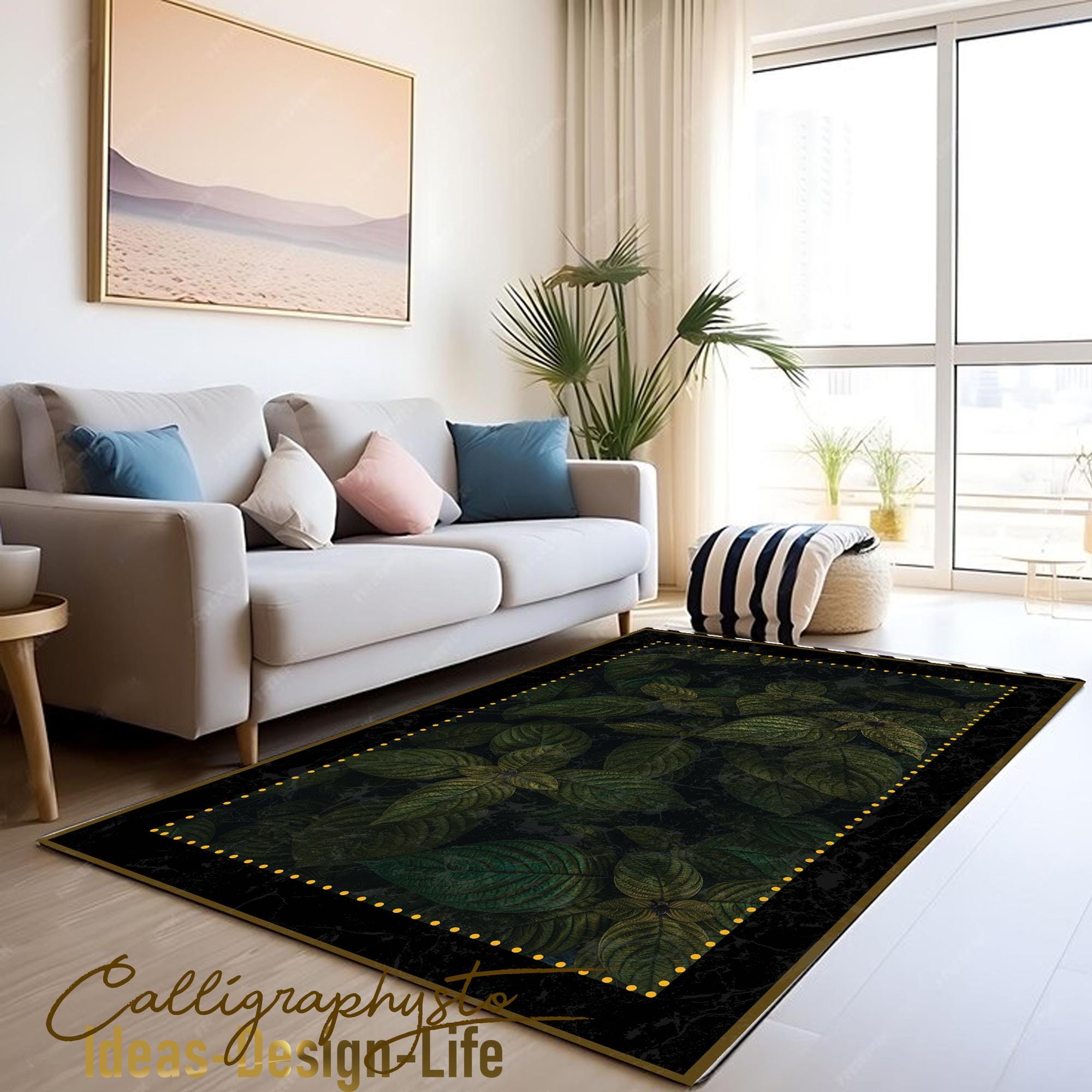 Giant Leaf Rug, Green Plant Anti-slip Carpet, Big Leaf Living Room Rug ...