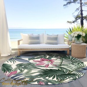Tropical Round Rug|exotic Floor Carpet|forest Non Slip Circle Rugs|leaf ...
