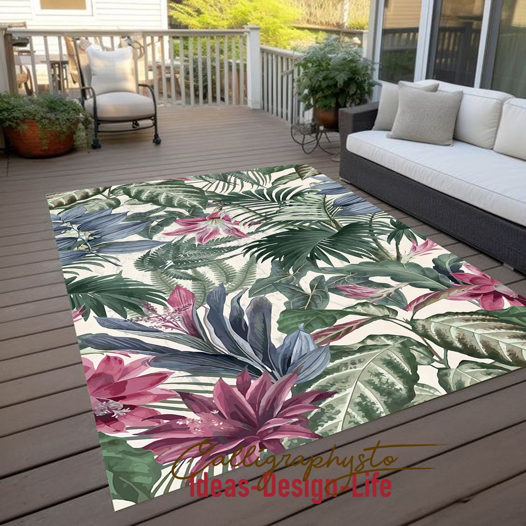 Fun Colorful Outdoor Rugs Large Weatherproof Easy Clean Washable Garden ...