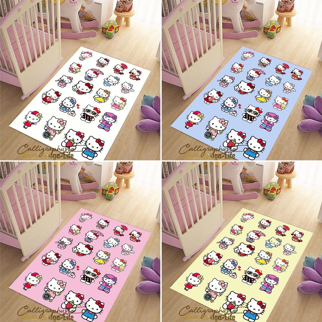 Hello Kitty Rug, Non-slip, Kids Room Decor, High Quality Microfiber ...
