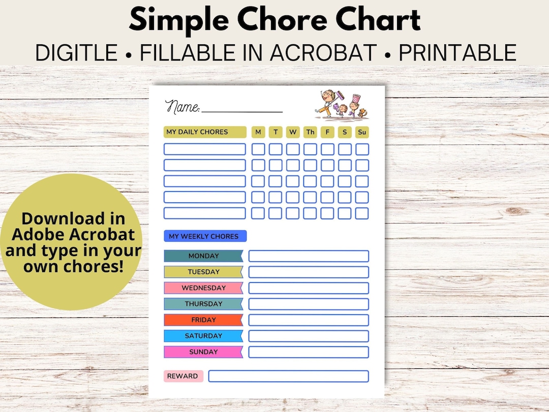 Responsibility Chore Chart for Kids Fully Editable Daily Weekly Routine ...