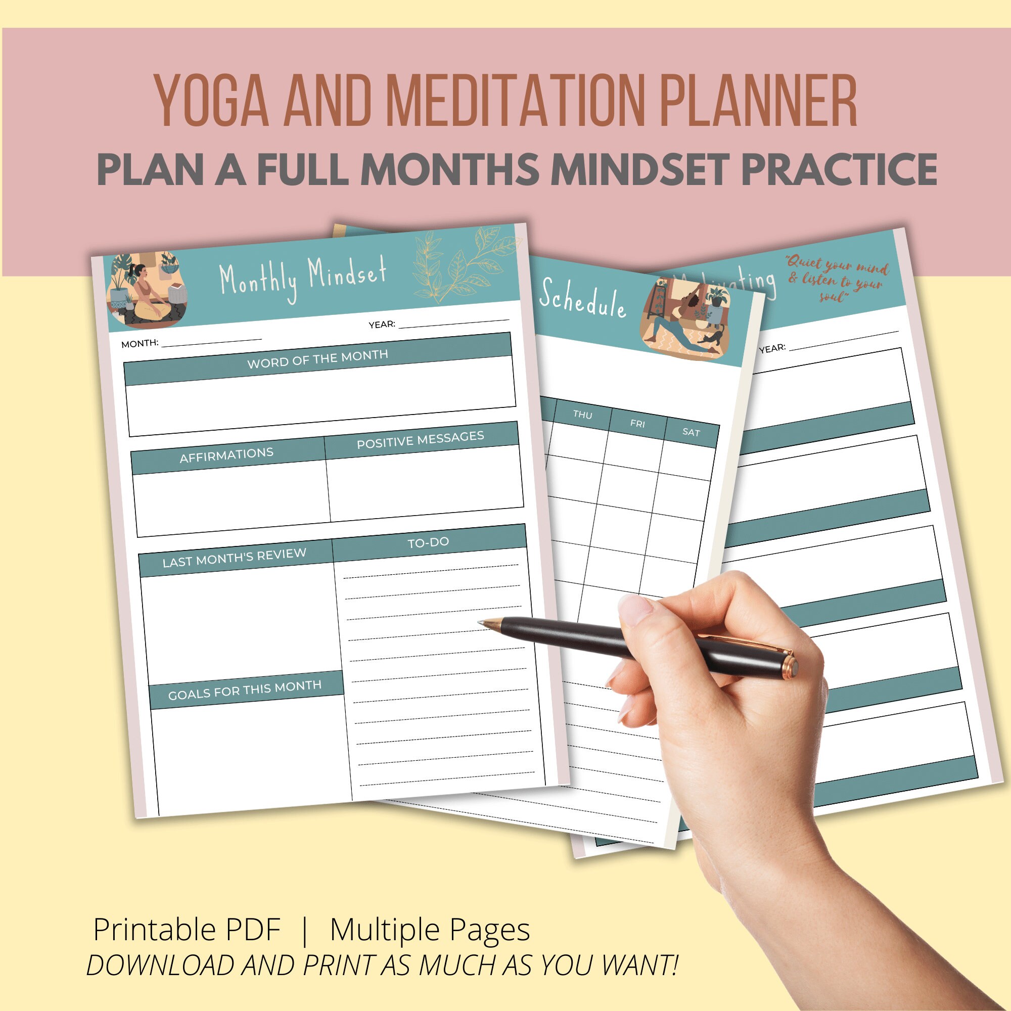 Meditation Tracker INSTANT DOWNLOAD Daily Meditation Journal Routine ...