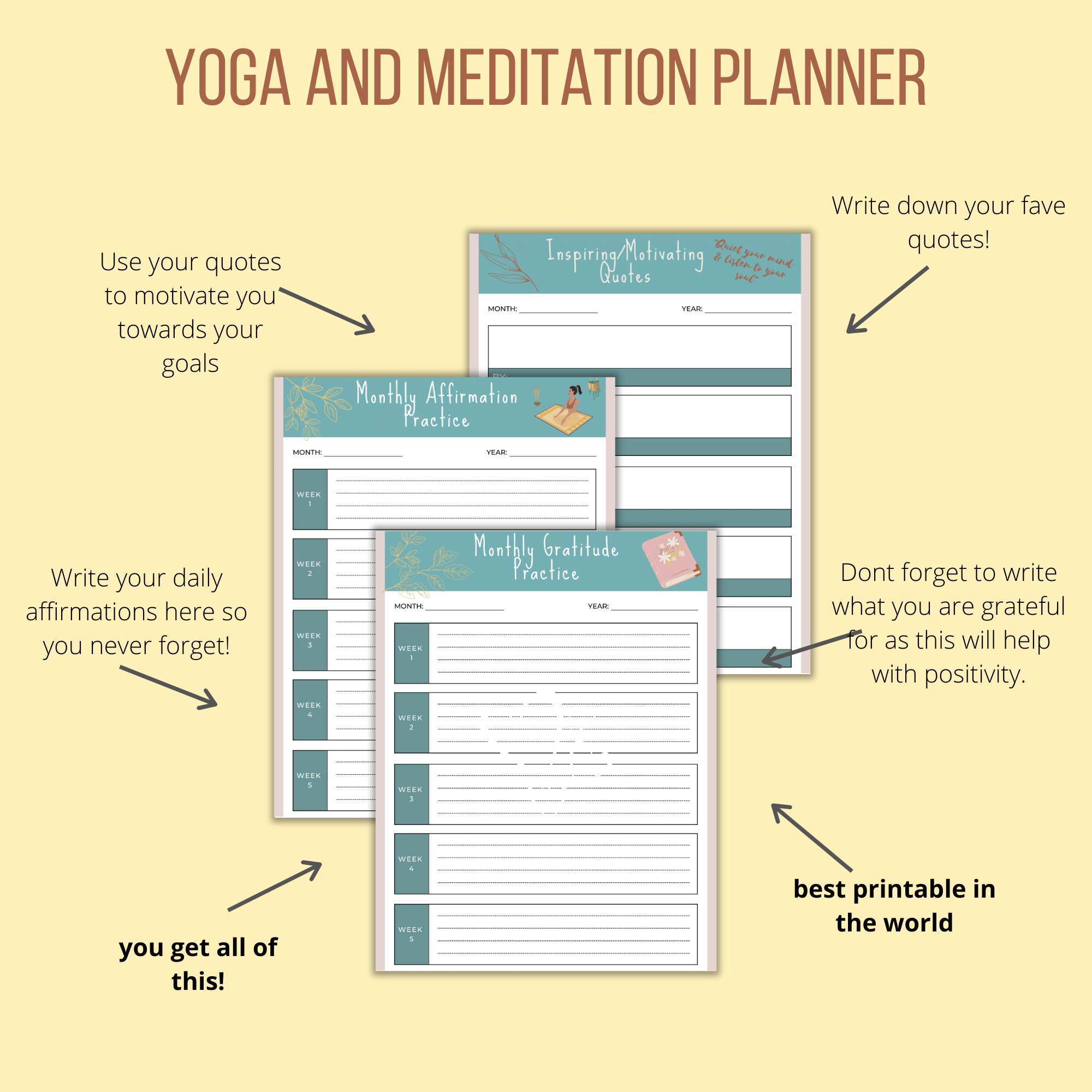 Meditation Tracker INSTANT DOWNLOAD Daily Meditation Journal Routine ...