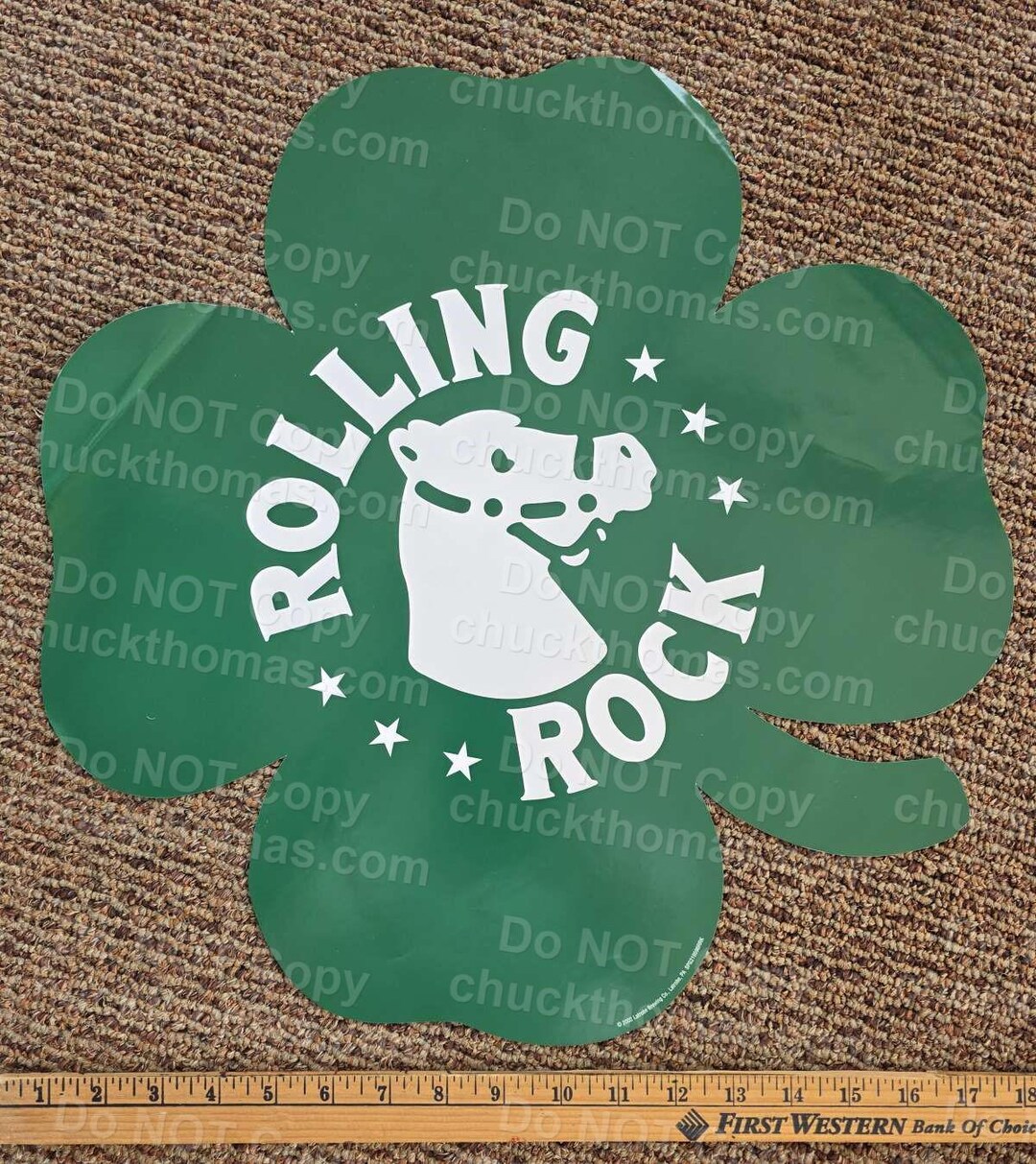 Latrobe Brewing Co Rolling Rock 17 Inch Vinyl Coated Paper Shamrock ...