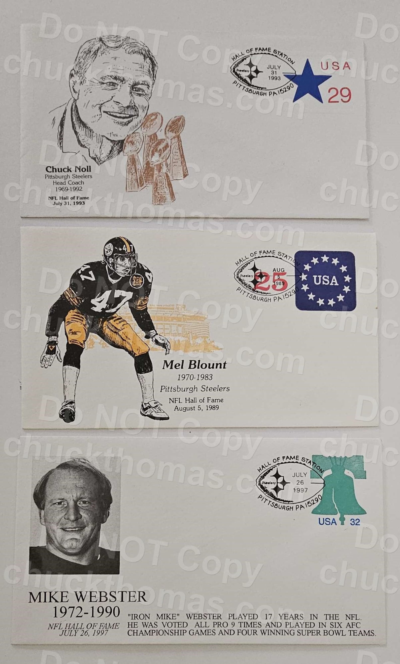 Pittsburgh Steelers 3 Different Postmarked US Post Office Cachet ...