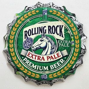 Rolling Rock Beer Bottle Cap Shape Metal Sign - Etsy