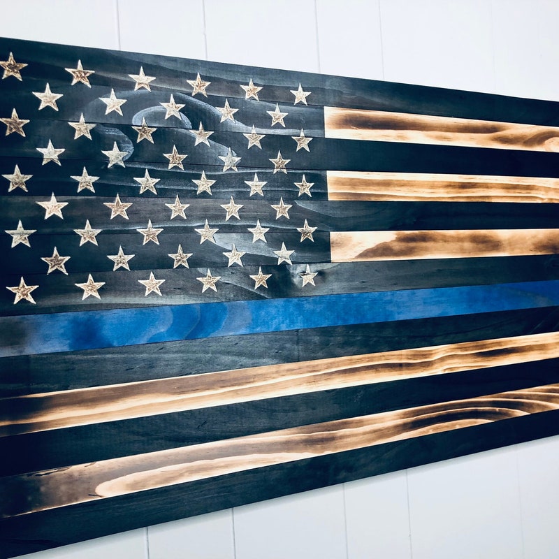 Wooden Thin Blue Line Flag - Etsy