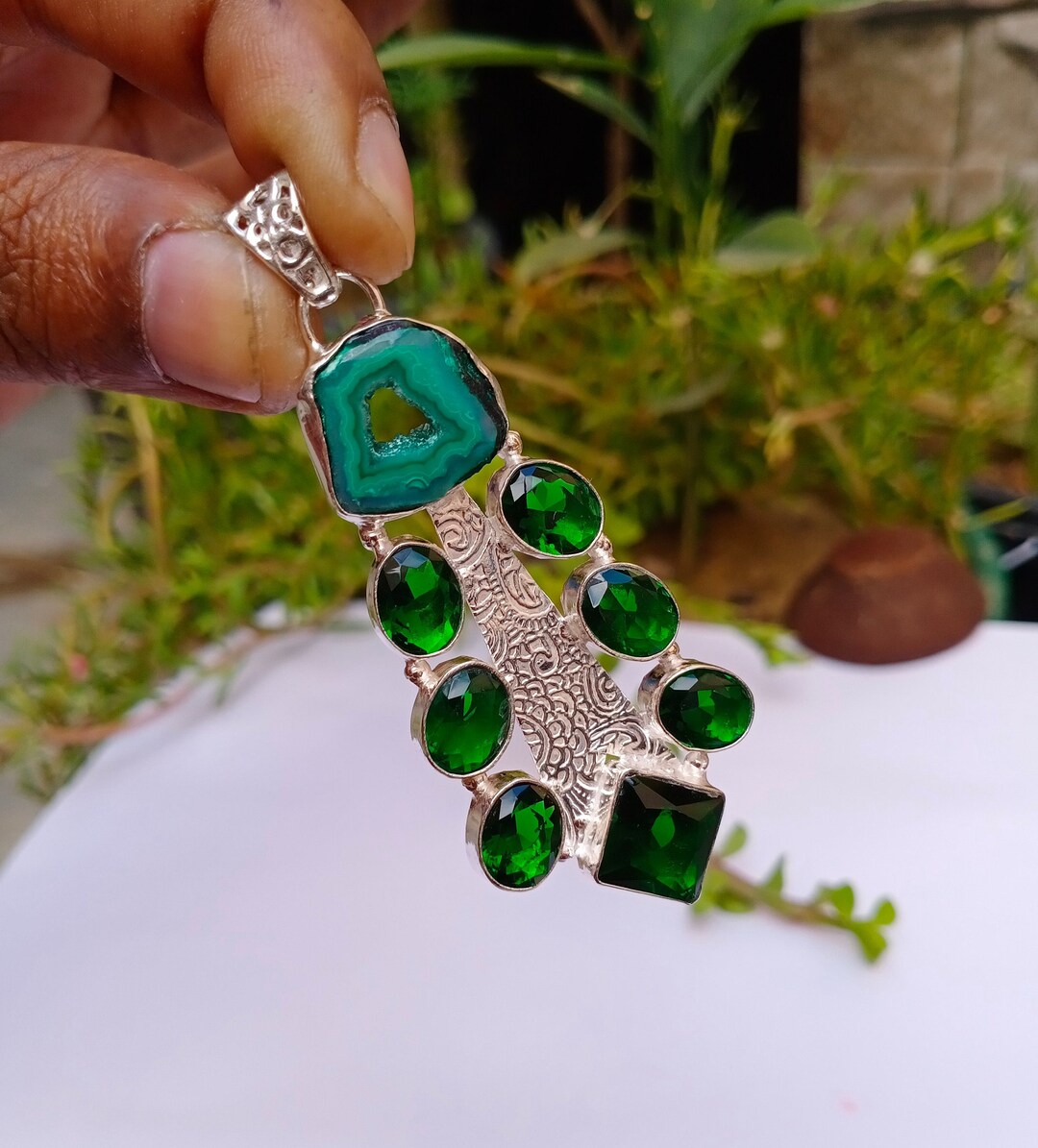 Beautiful Green Durzi Agate Pendant Beautiful Green - Etsy