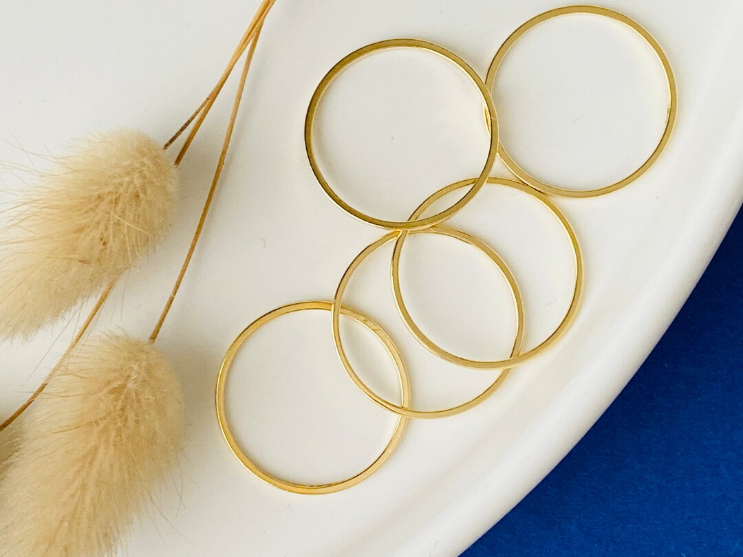 5 Rings 22mm, Connectors, Round, Circle, Brass Gilded With Fine 18k ...