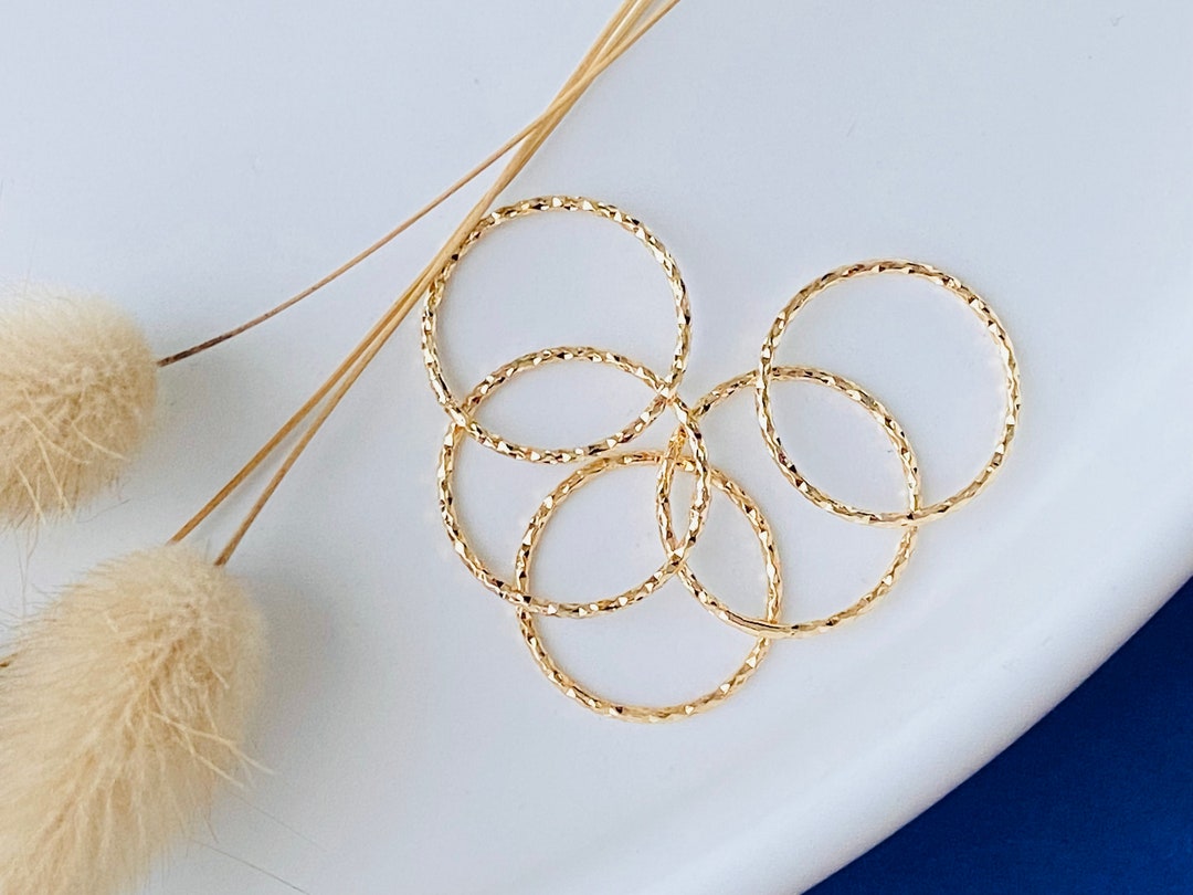 5 Rings 18mm, Connectors, Diamond-cut, Twisted, Textured, Circle, 18k ...
