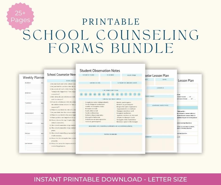 School Counselor Forms & Documents Bundle - Etsy