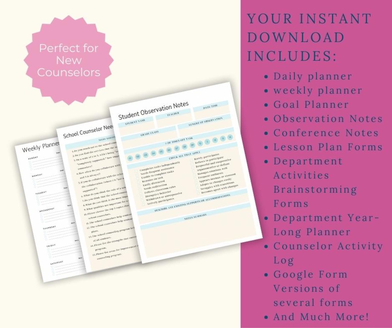 School Counselor Forms & Documents Bundle - Etsy