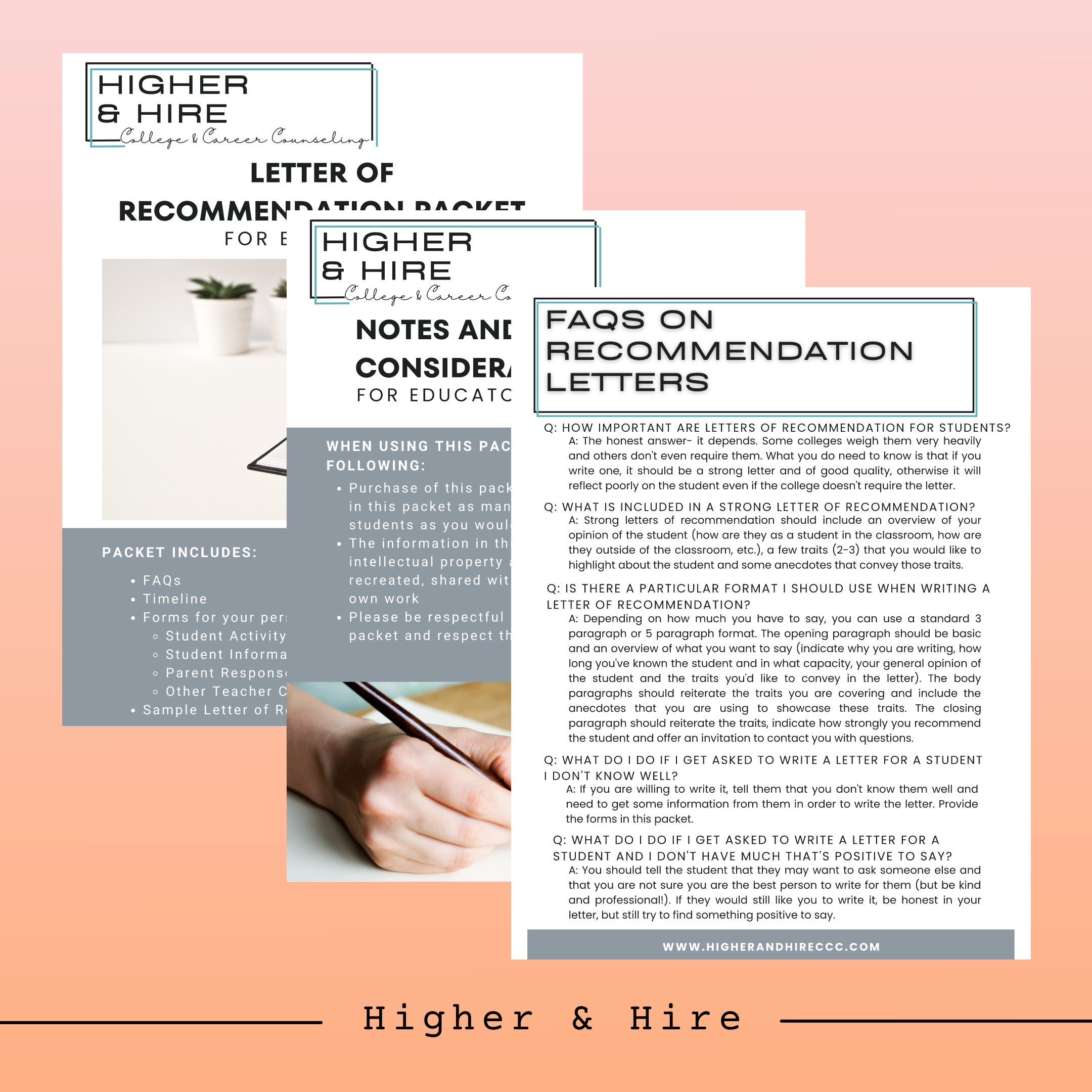 Letter of Recommendation Packet for Teachers and Educators - Etsy