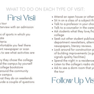 Comprehensive List of Questions to on College Visits & Tours - Etsy