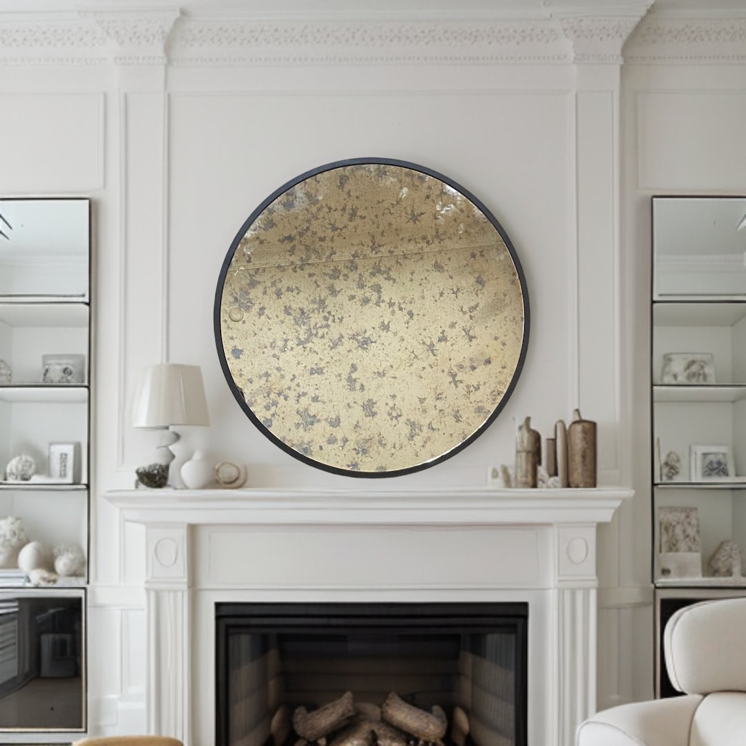 Zumra Round Mirror Antique Glass Mirror Wall Decor Mirror, Wall Mirror ...