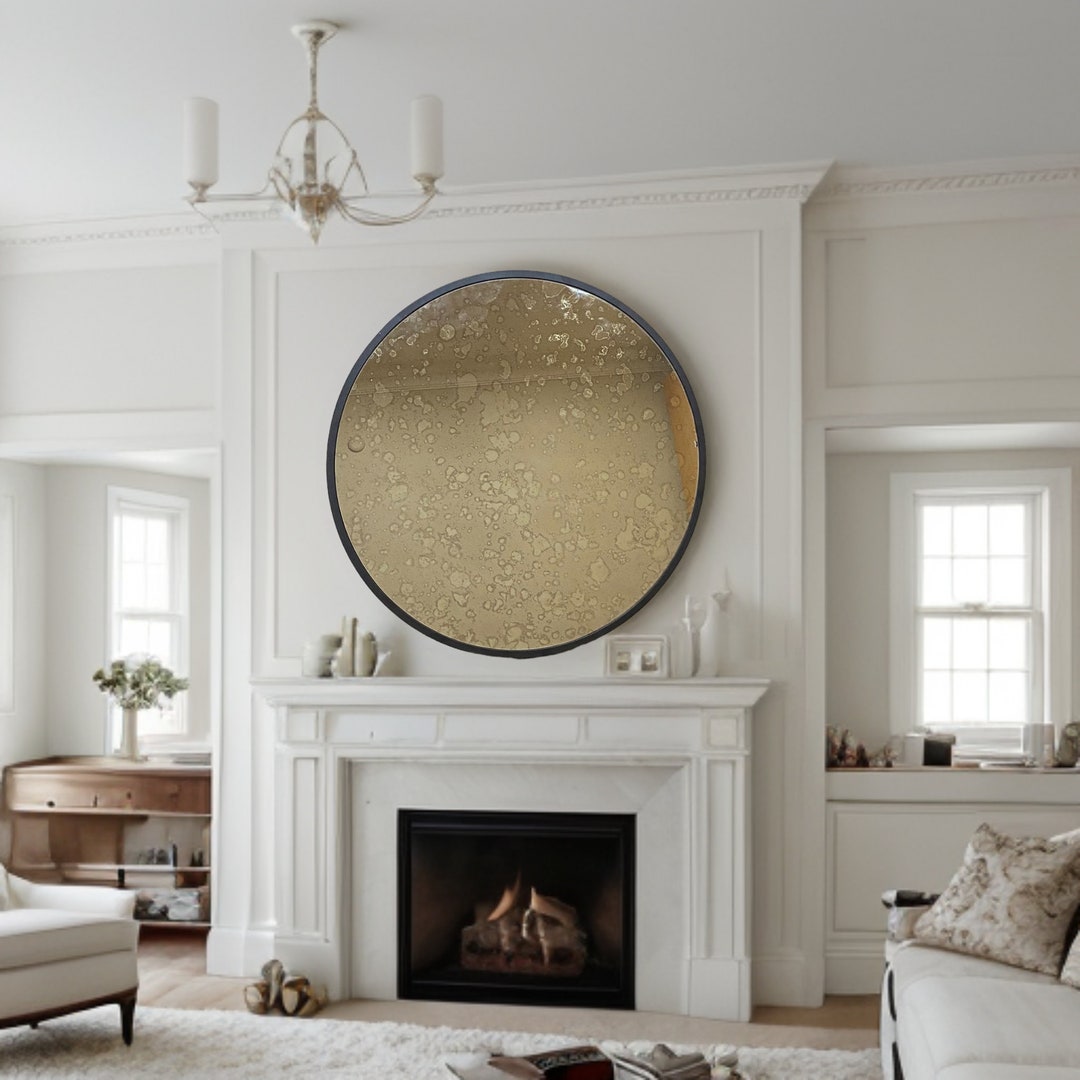 Water Stained Mirror Aesthetic Wall Mirror Vintage Looking Glass Round ...