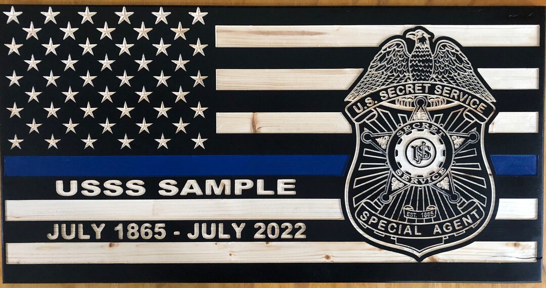 Custom US Secret Service Special Agent Badge Thin Blue Line Plaque - Etsy
