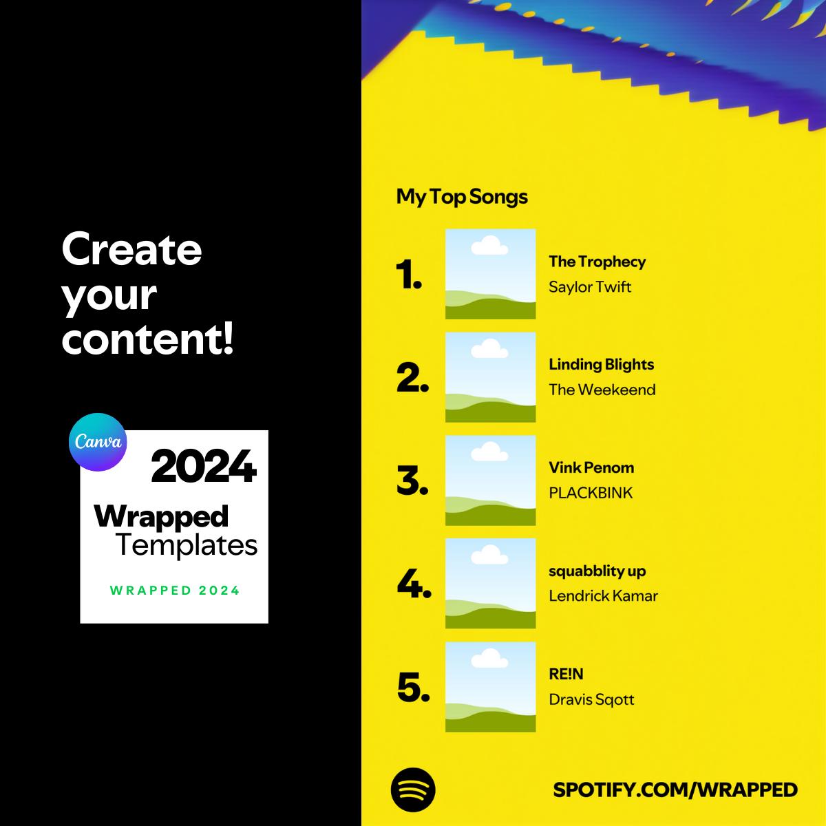 2024 Spotify Wrapped Canva Templates: Social Media Story & Post ...