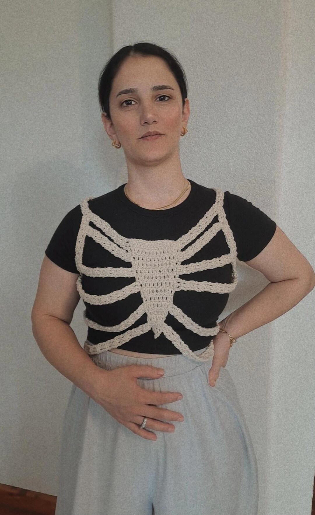 Handknit Crochet Skeleton Corset: Halloween Knit Top - Etsy