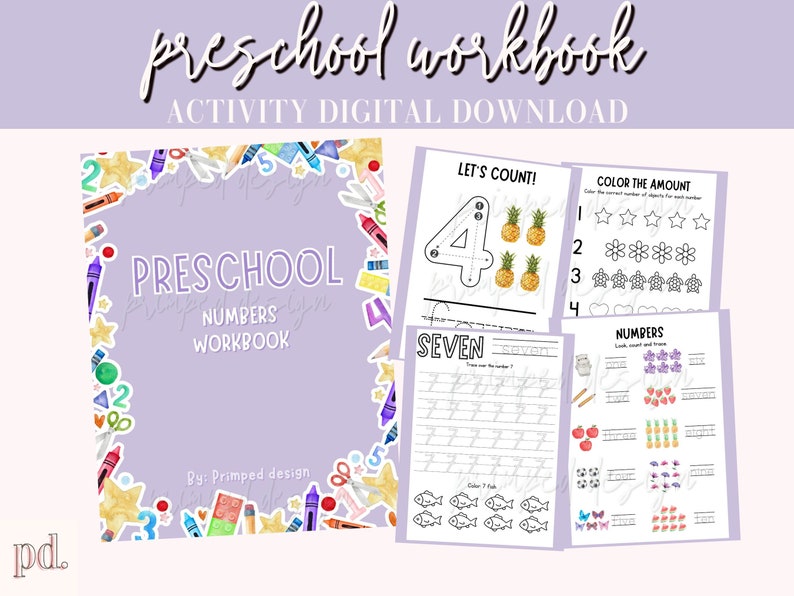 Preschool Numbers Workbook, Printable Daily Preschool Activity ...