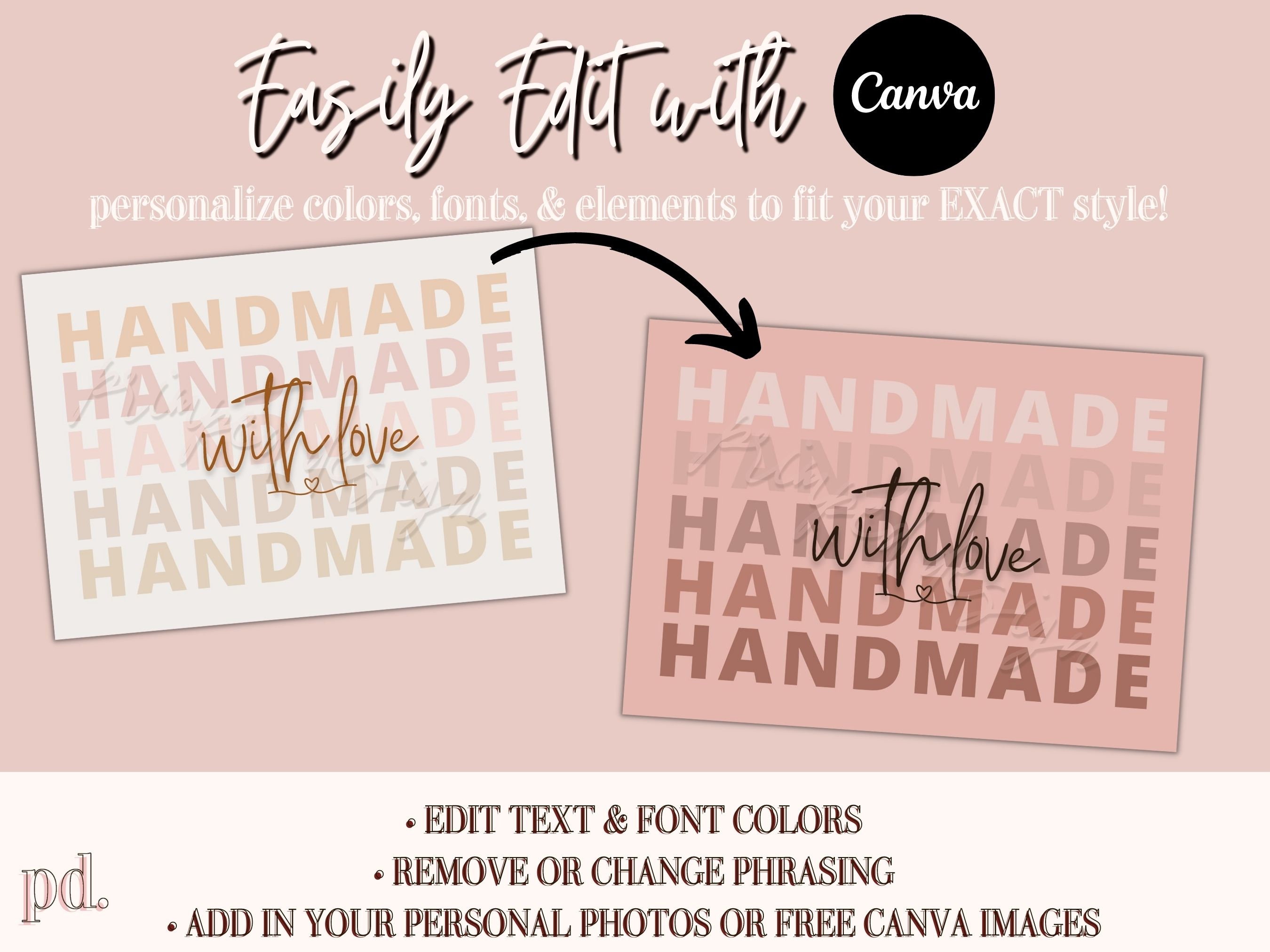 Business Thank You Card Template | Editable Handmade With Love Card ...