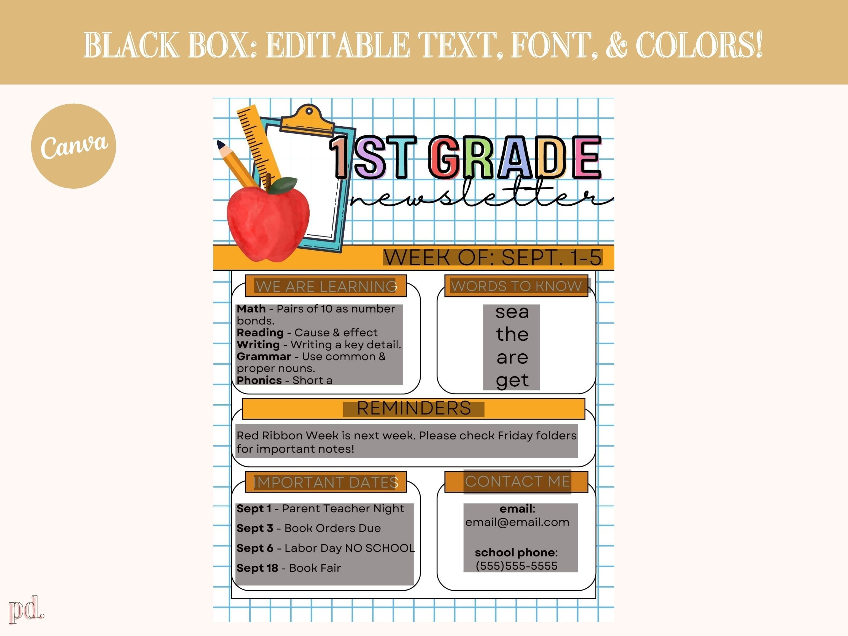 1st Grade Editable School Newsletter Weekly Classroom - Etsy