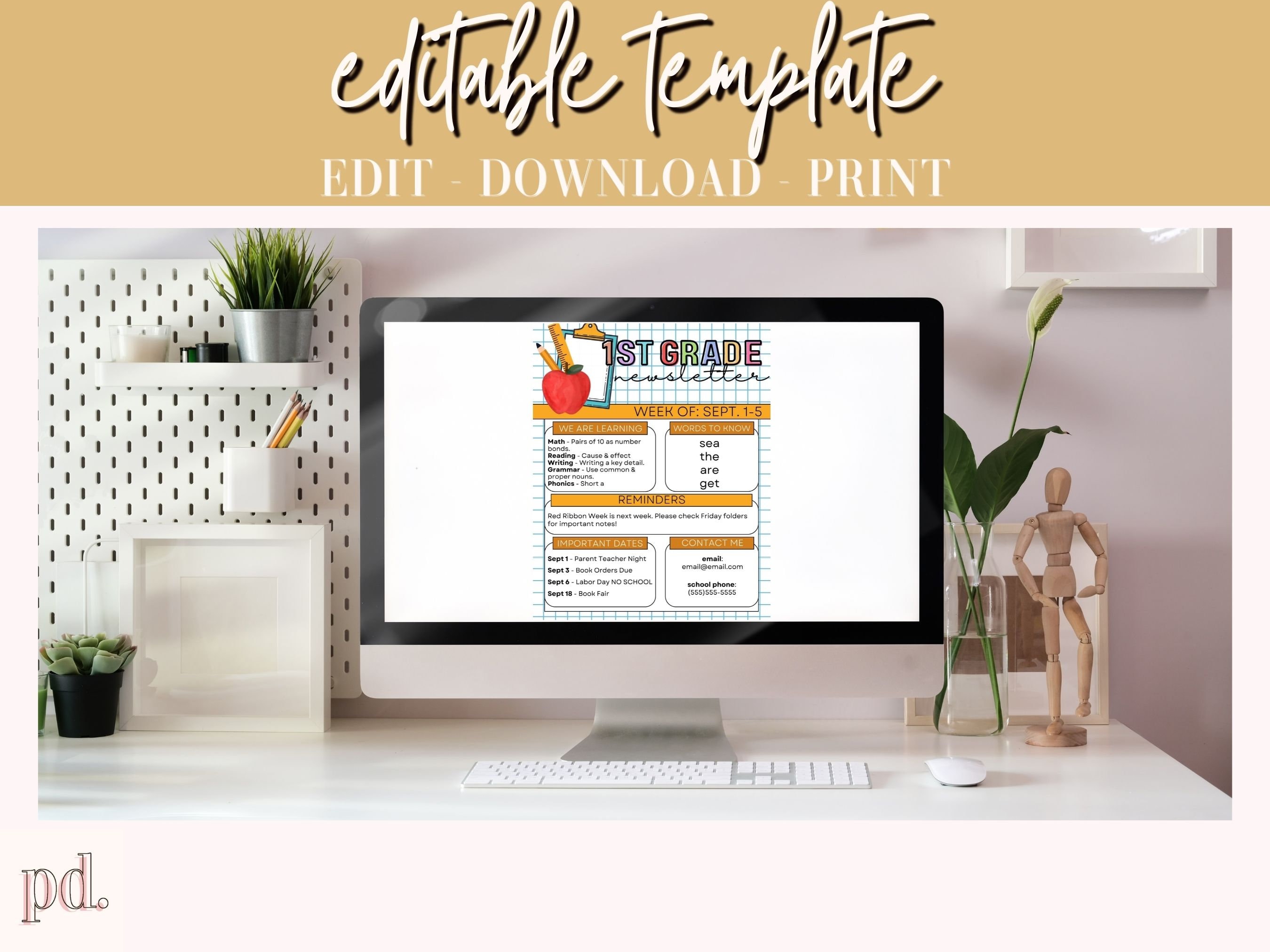 1st Grade Editable School Newsletter, Weekly Classroom Newsletter ...