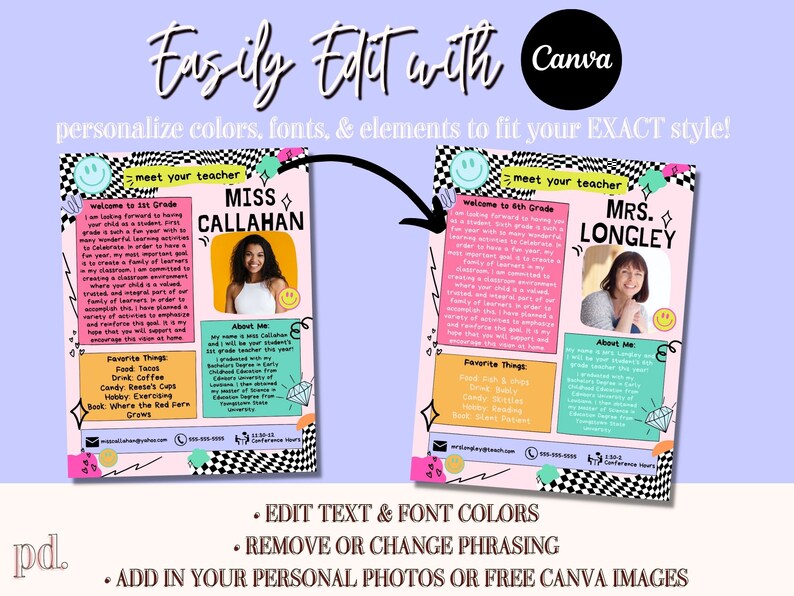 Meet the Teacher Editable Template, Retro Rainbow Back to School ...