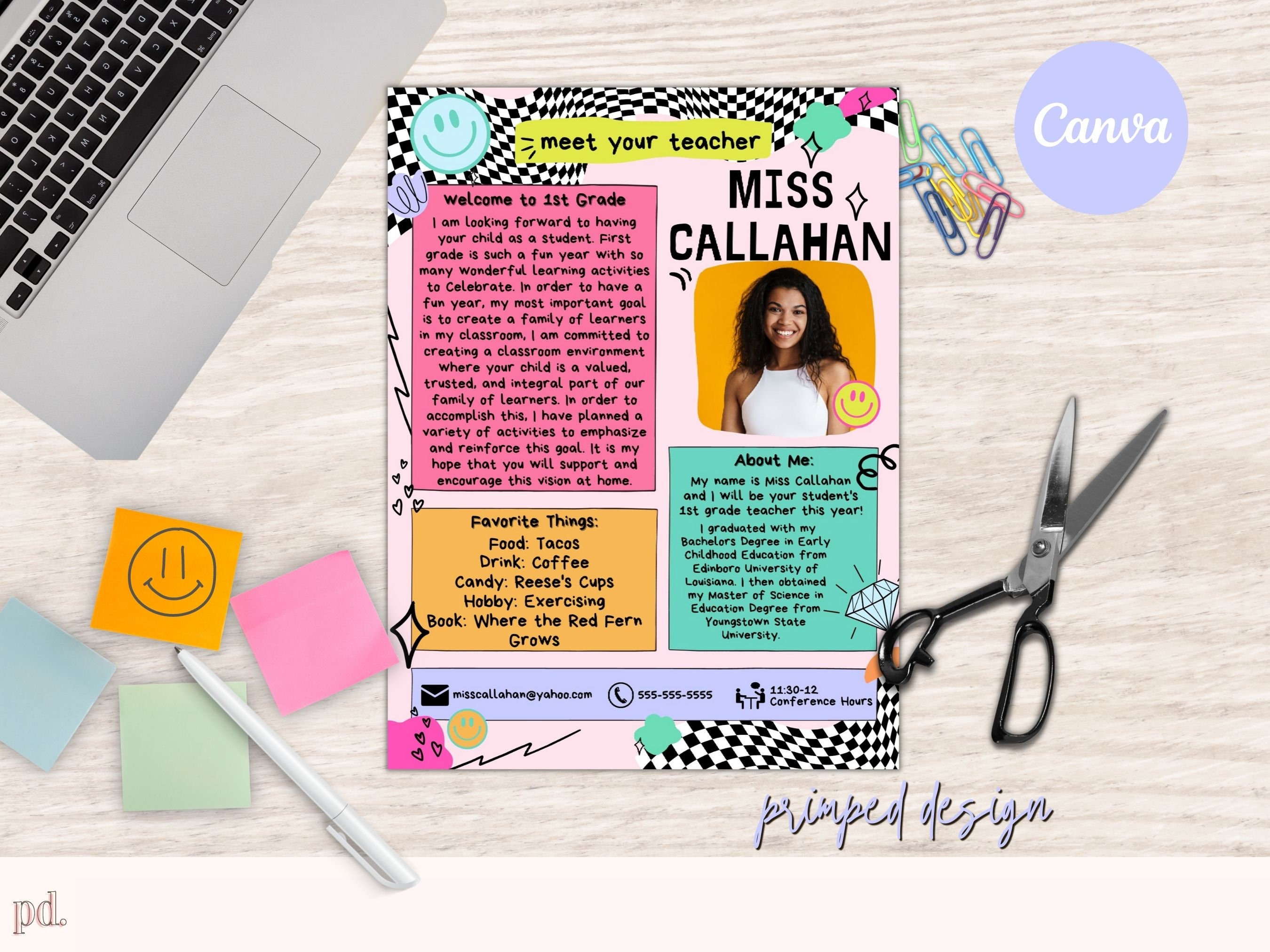 Meet the Teacher Editable Template, Retro Rainbow Back to School ...