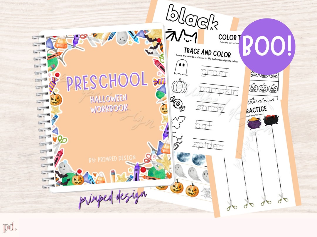 Preschool Halloween Colors and Shapes Workbook, Printable Preschool ...