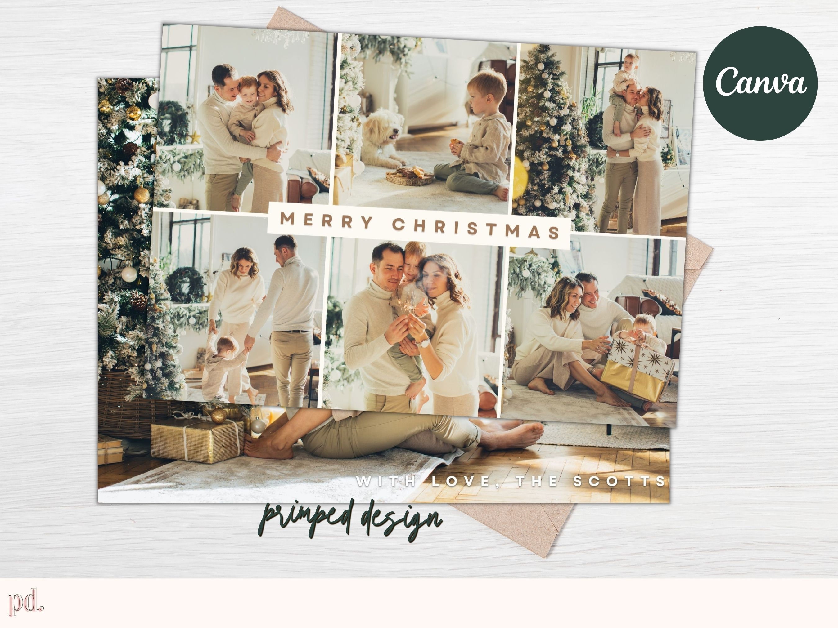 Collage Photo Christmas Card Template | Holiday Christmas Card ...