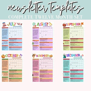 12 Month Newsletter Template, Editable School Newsletter, Monthly ...