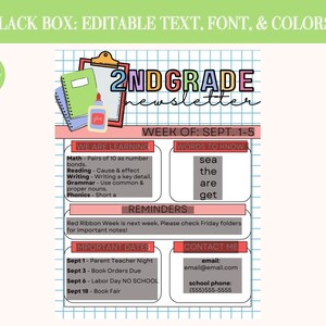 2nd Grade Editable School Newsletter, Weekly Classroom Newsletter ...