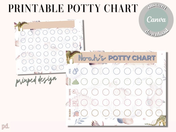 Editable Dinosaur Potty Training Chart Custom Sticker Chart | Etsy