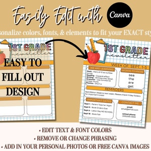 1st Grade Editable School Newsletter, Weekly Classroom Newsletter ...