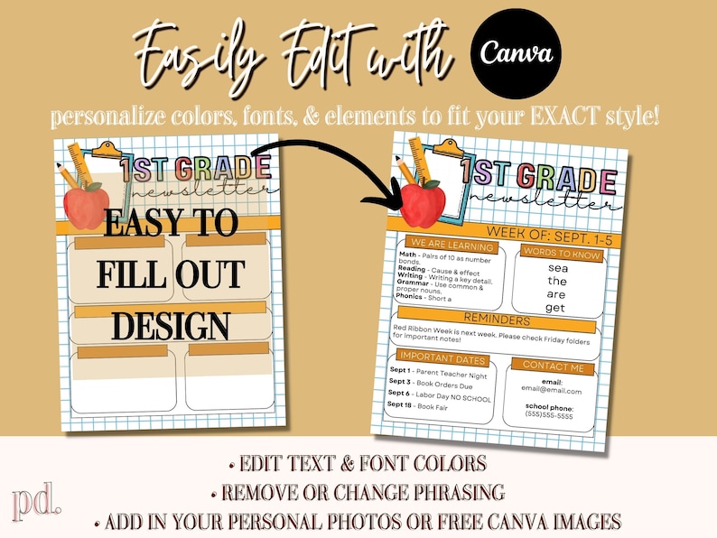 1st Grade Editable School Newsletter, Weekly Classroom Newsletter ...