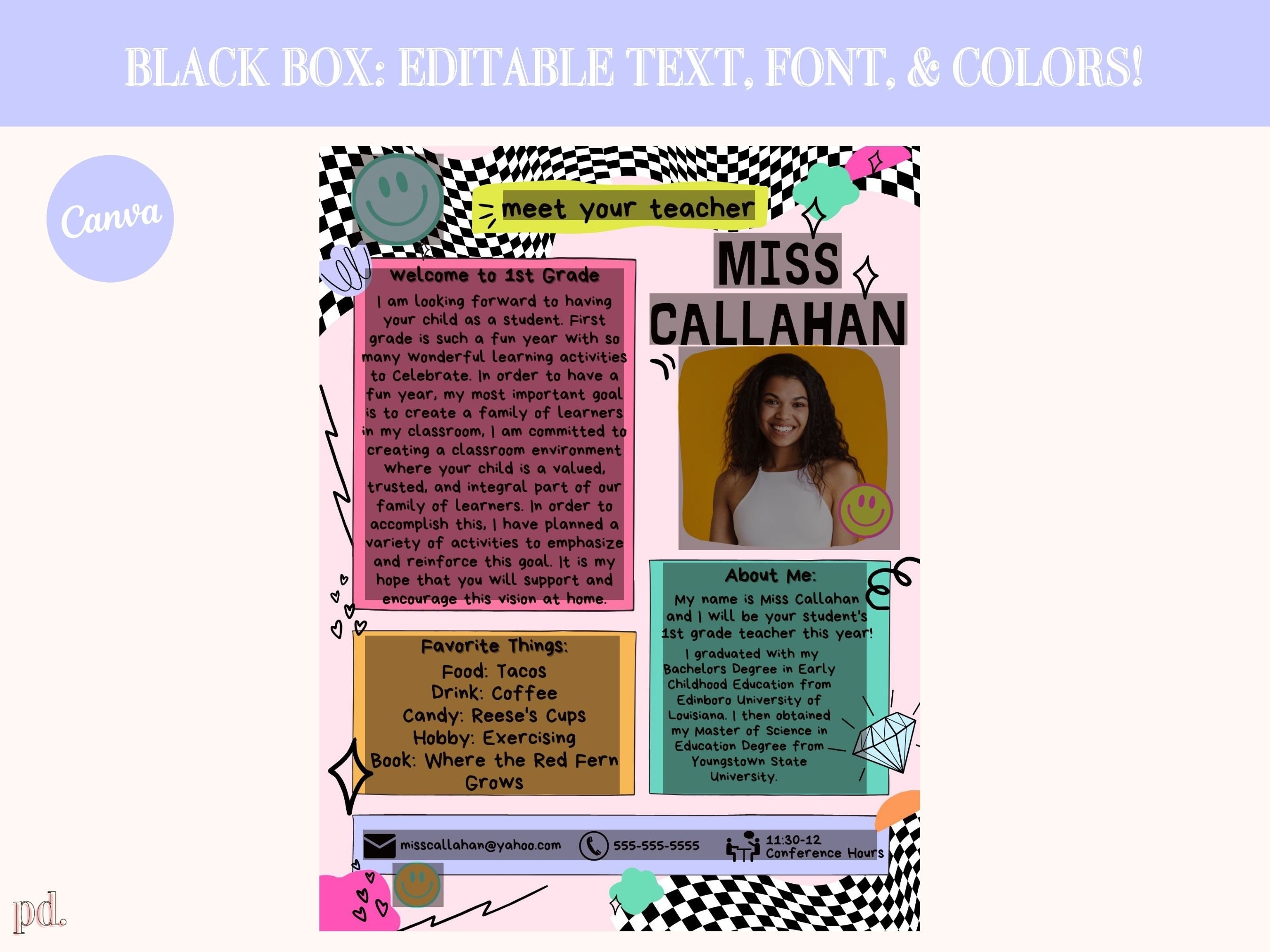 Meet the Teacher Editable Template, Retro Rainbow Back to School ...