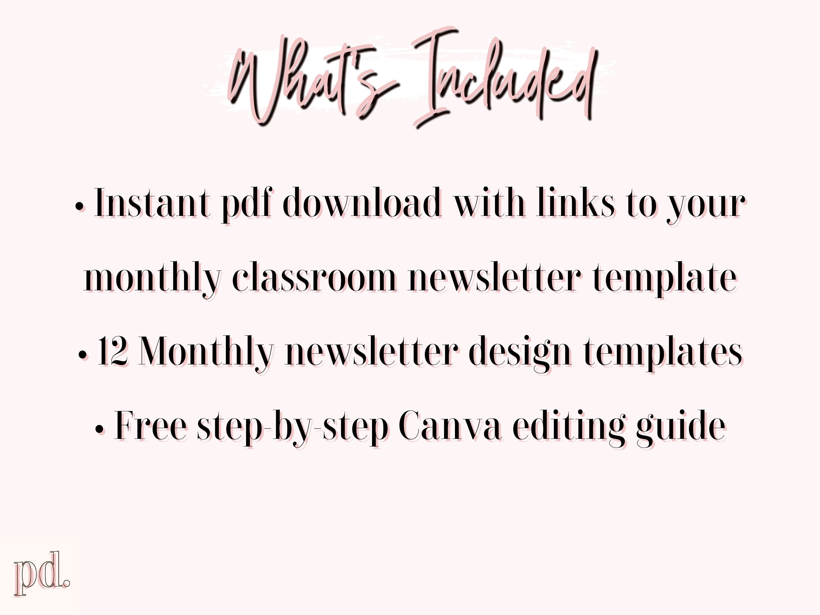 12 Month Newsletter Template, Editable School Newsletter, Monthly ...