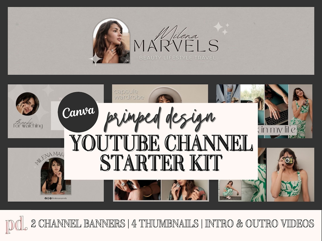 Minimal Aesthetic Youtube Channel Starter Kit - Editable Canva ...