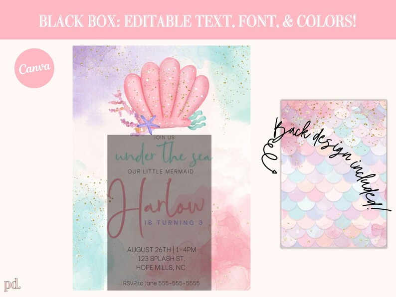 Editable Under the Sea Party Invitation - Mermaid Watercolor Birthday ...