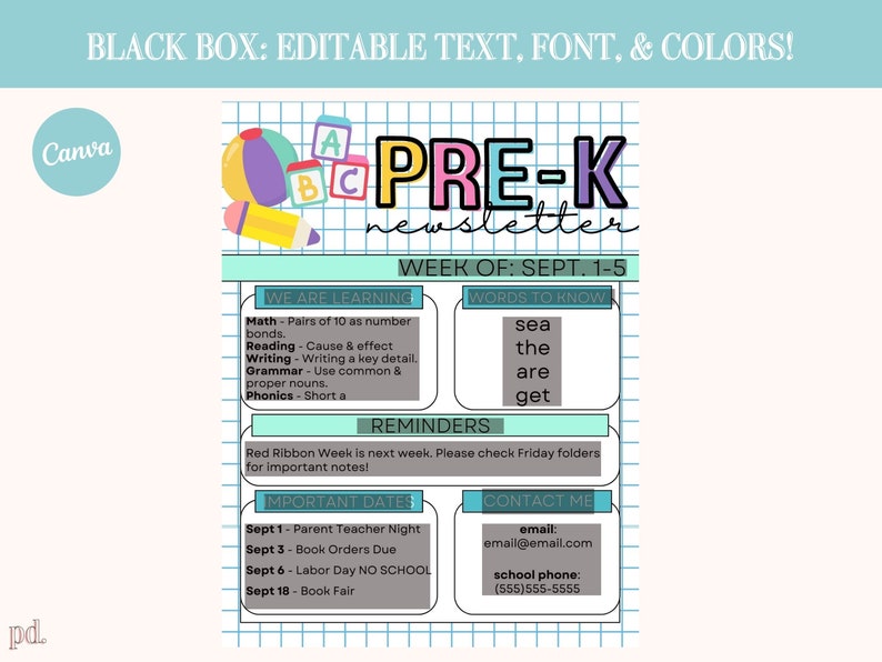 Pre-k Editable School Newsletter, Weekly Classroom Newsletter, Weekly ...
