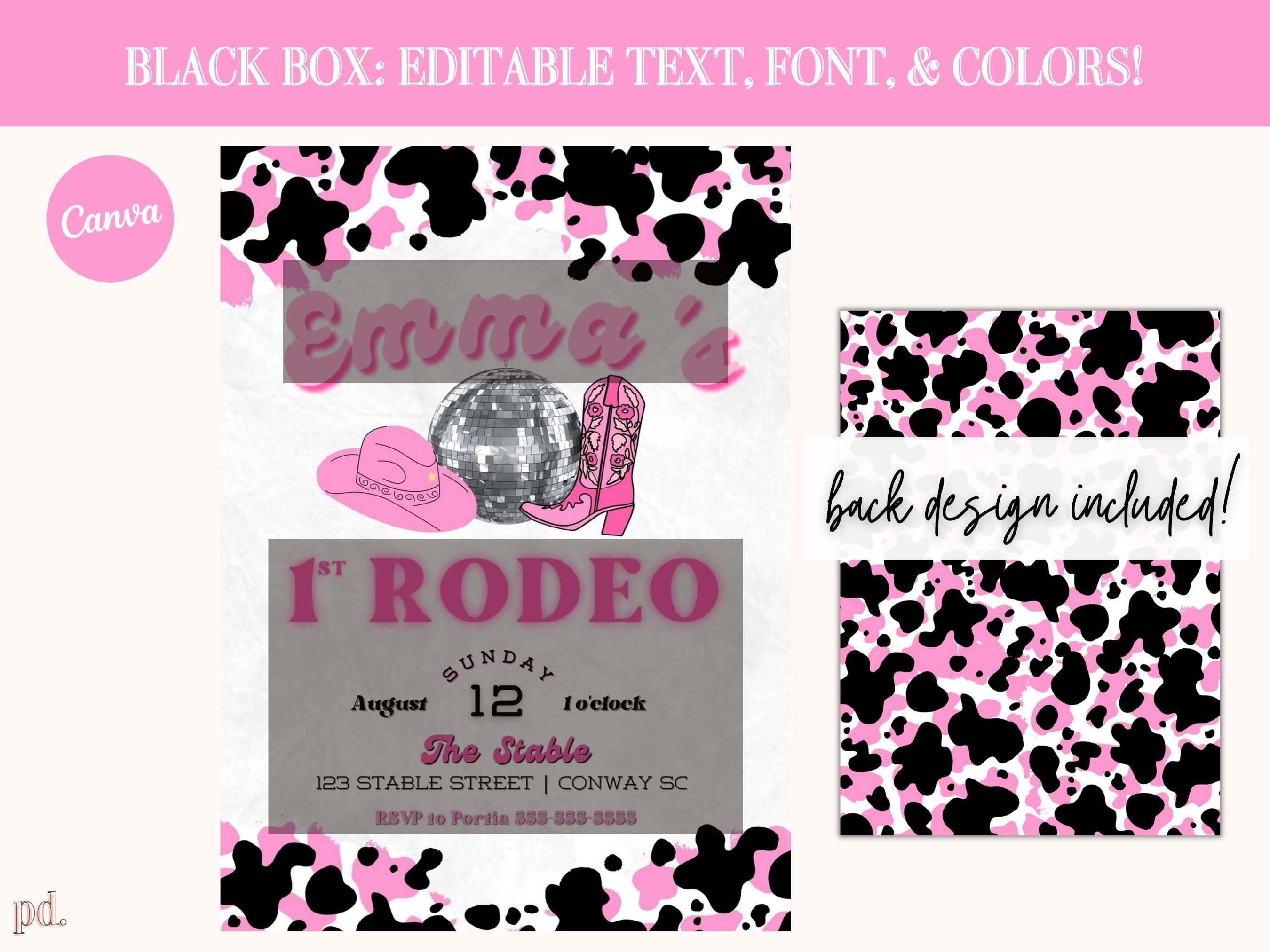 Editable 1st Rodeo Birthday Invitation - Disco Rodeo Digital Party ...
