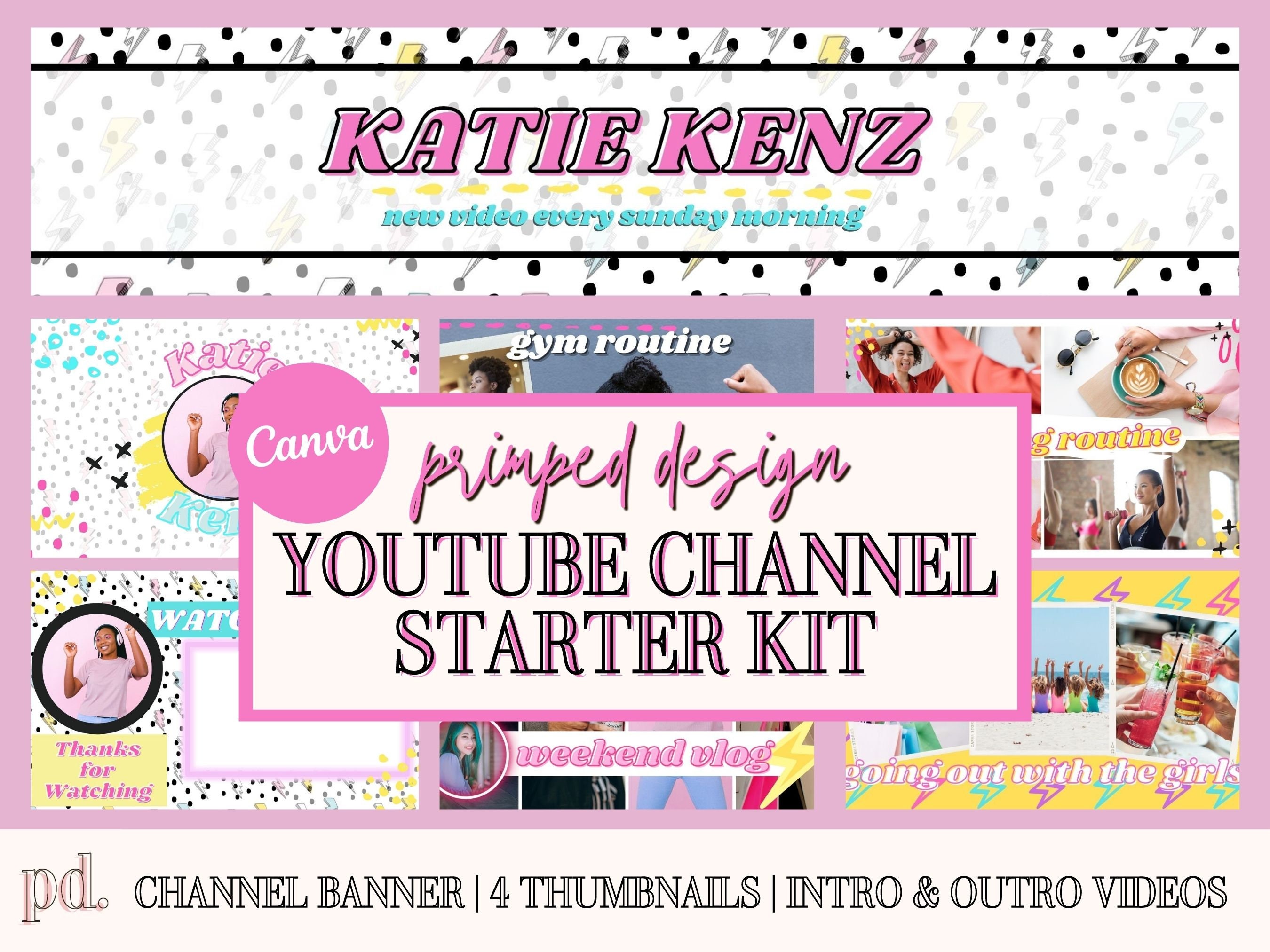 Retro Youtube Channel Starter Kit - Editable Canva Templates - Youtube ...
