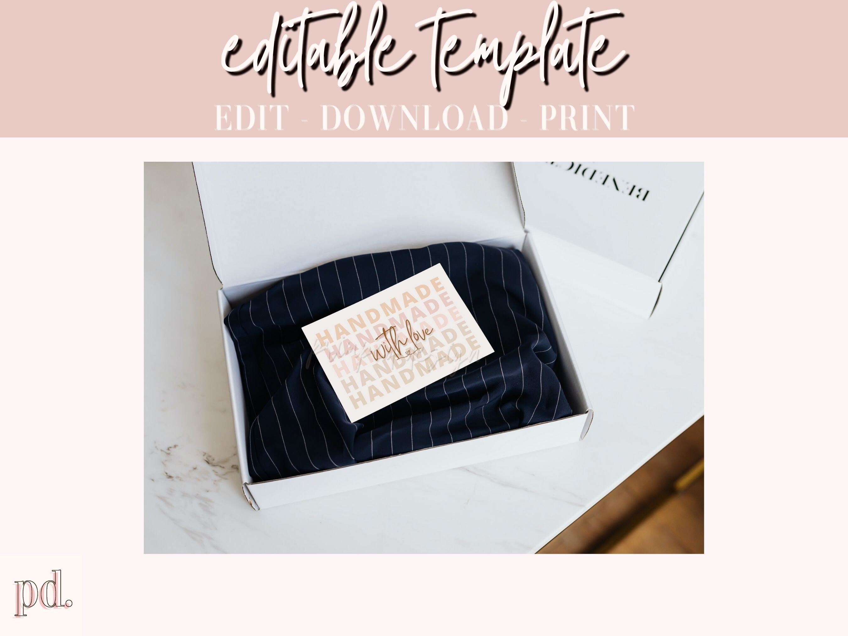 Business Thank You Card Template | Editable Handmade With Love Card ...