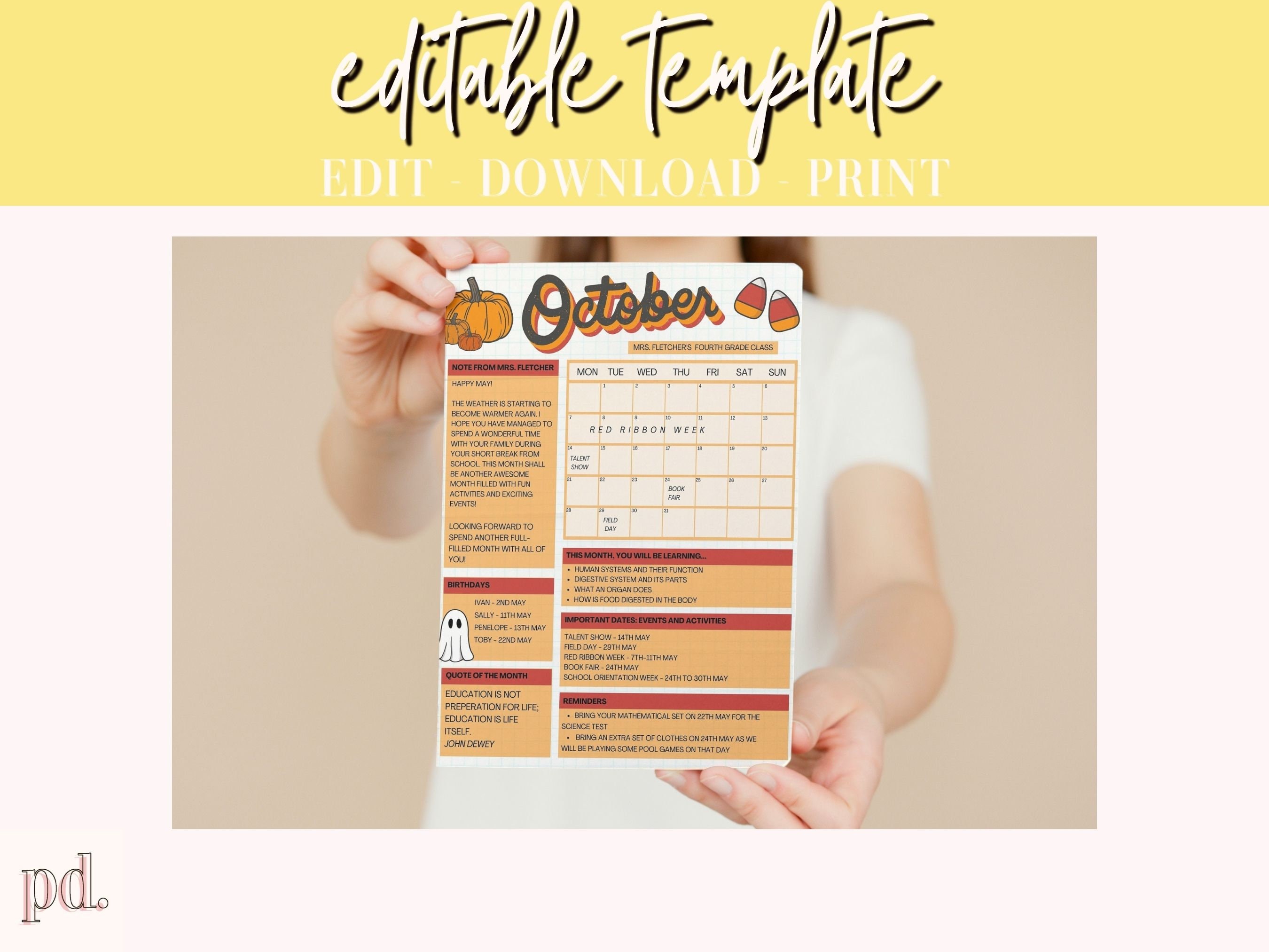 12 Month Newsletter Template Editable School Newsletter - Etsy