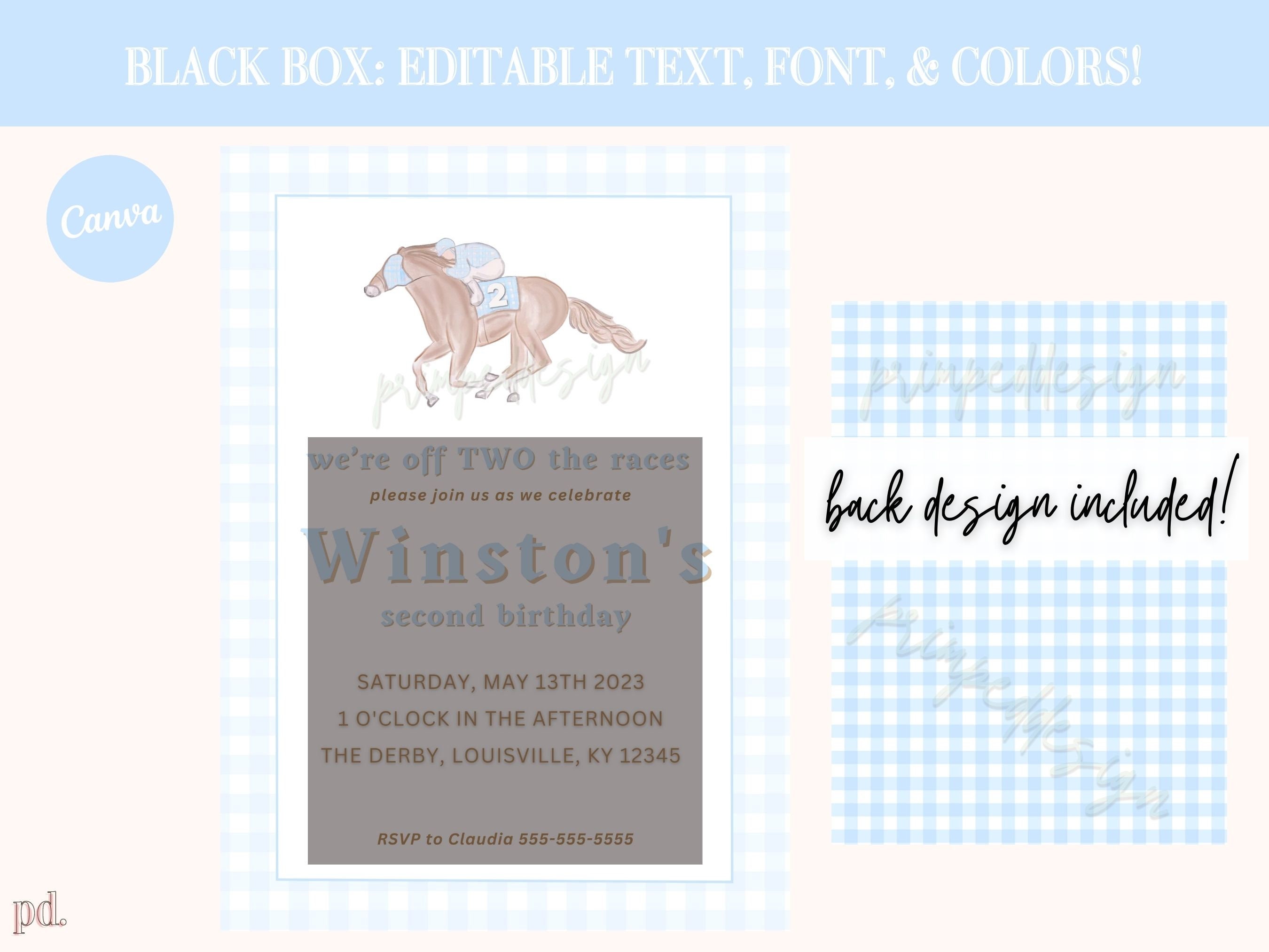 Editable off TWO the Races Birthday Invitation - Horse Digital Party ...