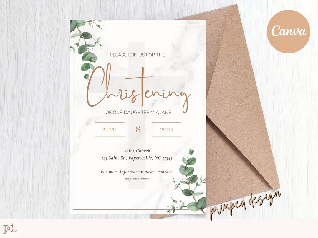 Editable Baby Christening Invitation - Baby Dedication Invite ...