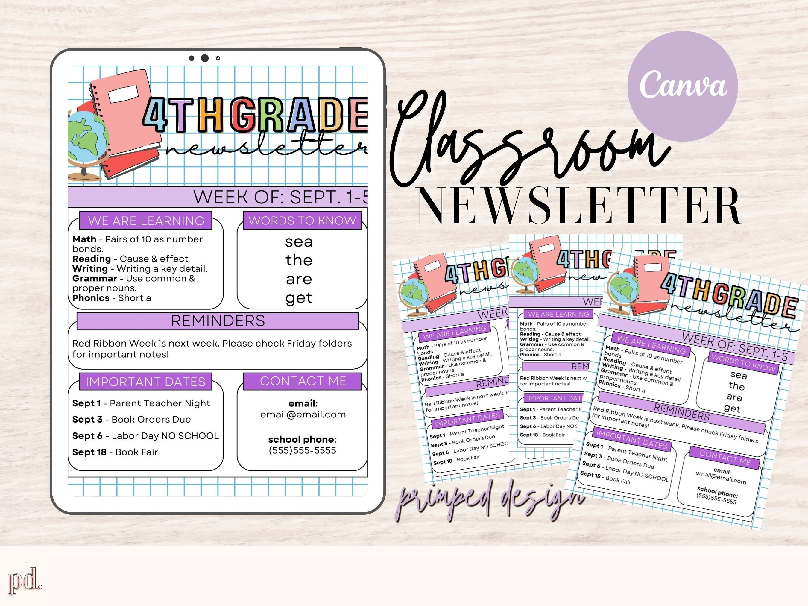 4th Grade Editable School Newsletter, Weekly Classroom Newsletter ...