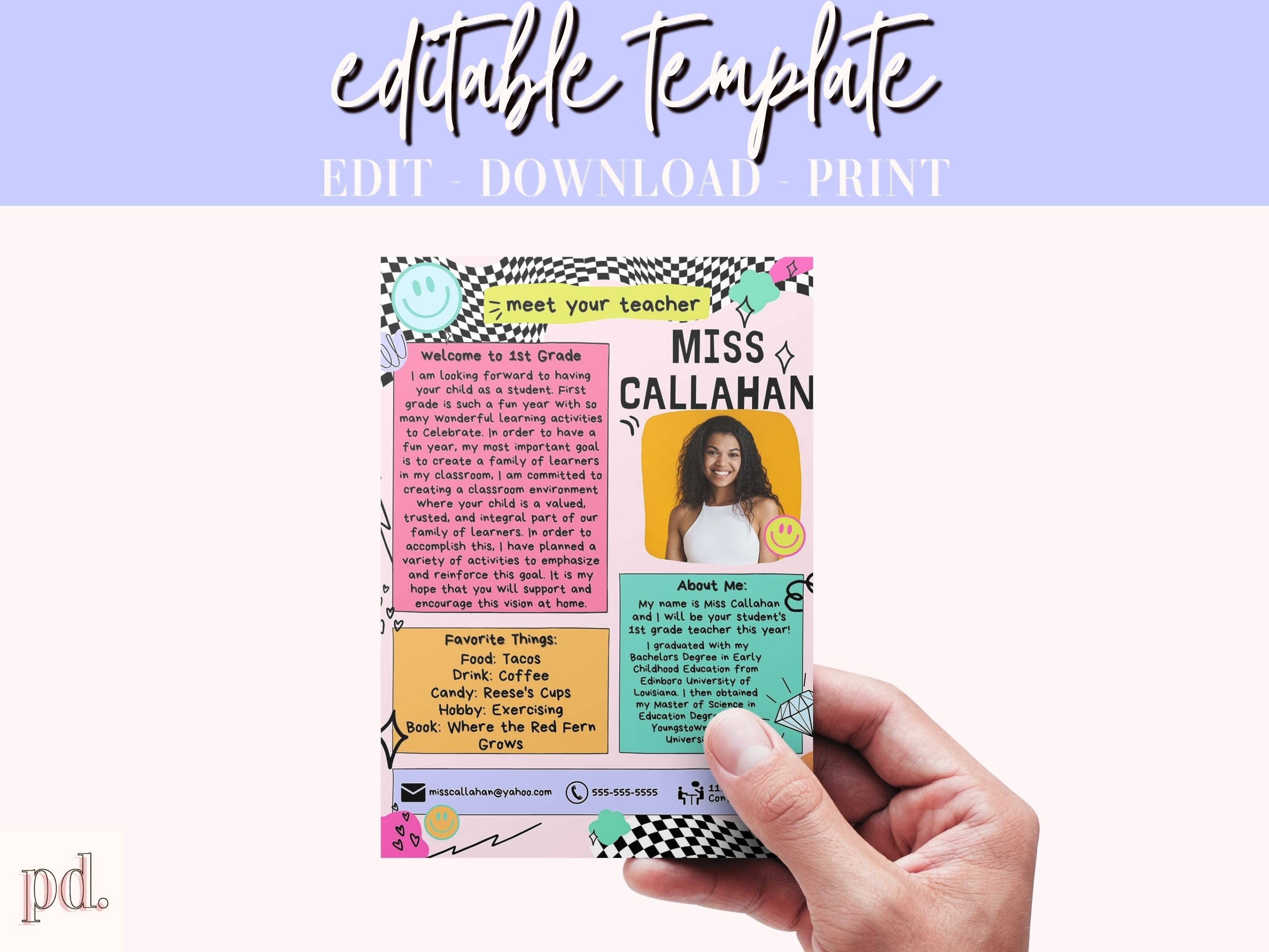 Meet the Teacher Editable Template, Retro Rainbow Back to School ...